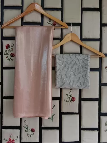 Light Blue colour satin crape saree